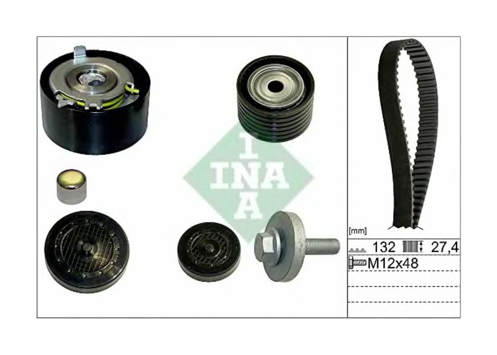 Комплект Грм Renault 1.6I 16V 2003 => (Ролик 2Шт+Ремень 132X27)(Ina 530 0639 10)