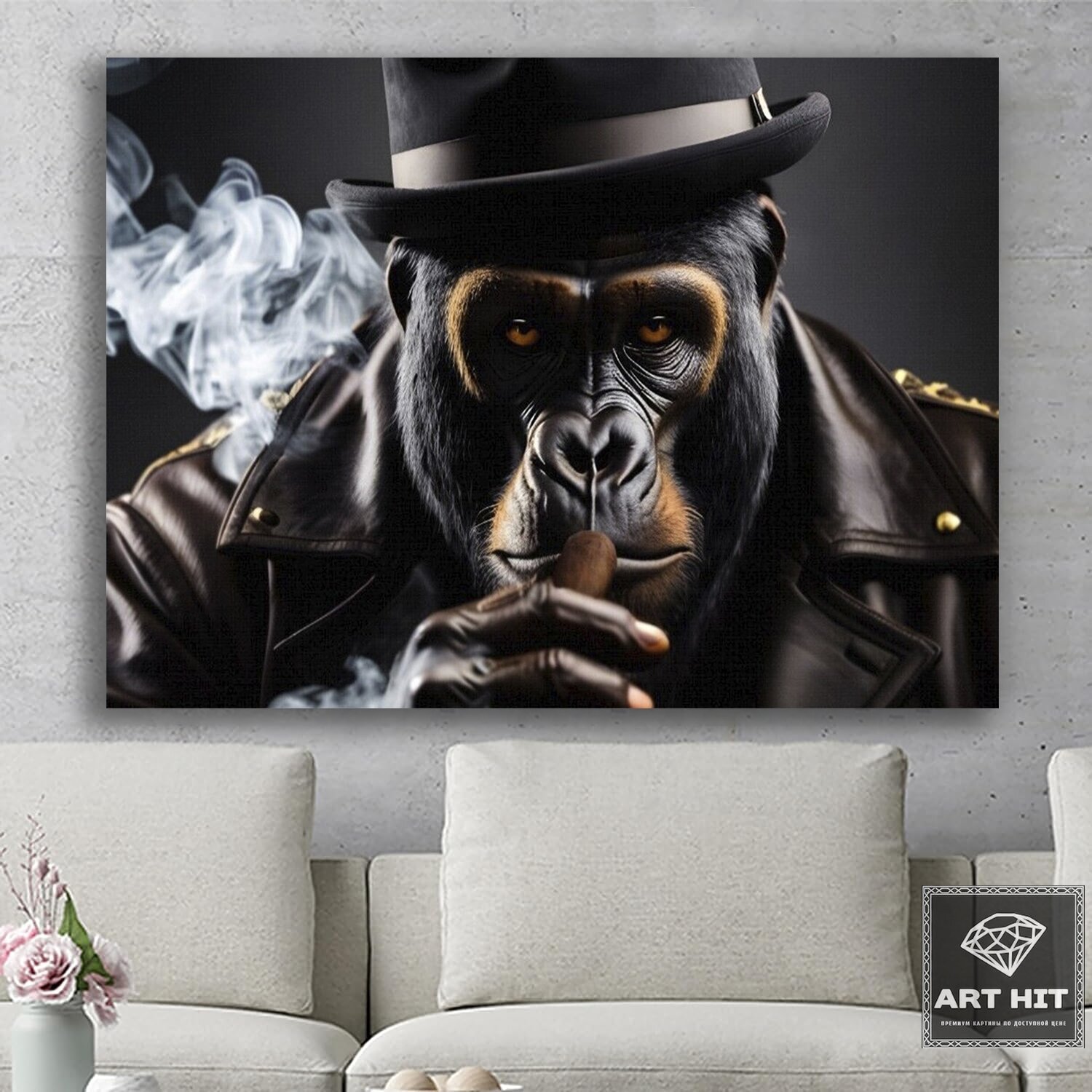 Картина на стену для интерьера - "Брутальная обезьяна", 30х40 см.