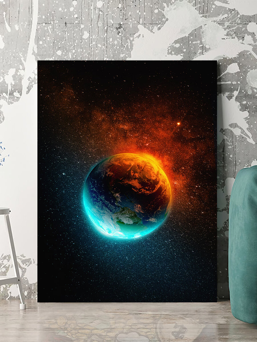 Картина на холсте - "Планета Земля, космос", 40х60 см.