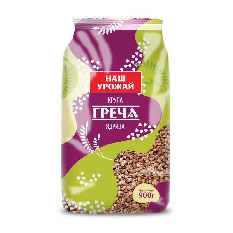 Крупа гречневая ядрица быстроразваривающаяся 900 г, 6шт, Наш Урожай