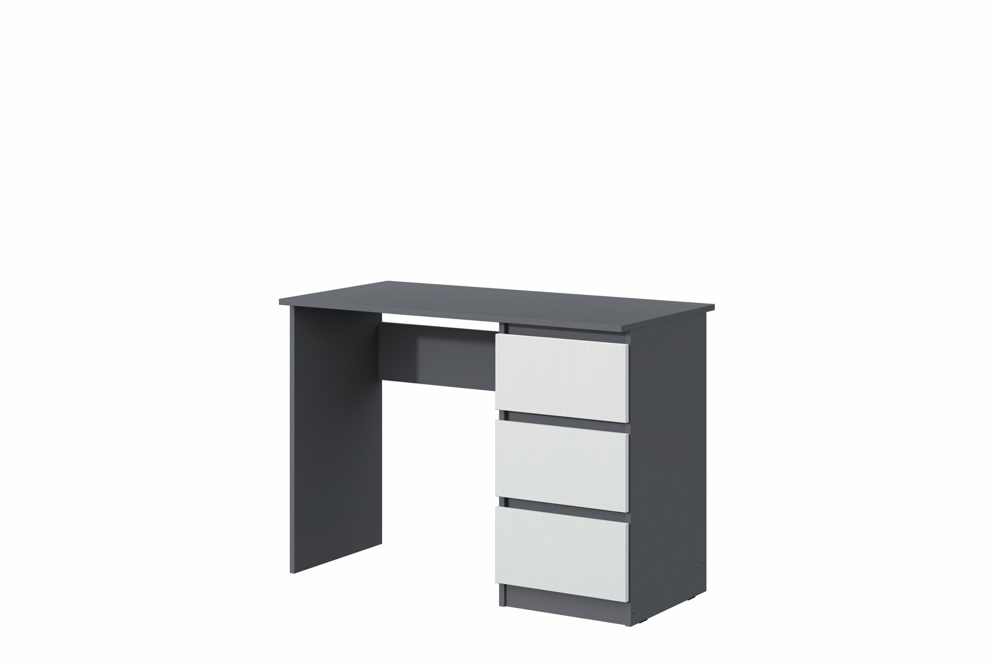 Стол письменный МС "Соната" Цвет Графит, Белый Текстурный, ширина 110см, большой, ученический, длинный, с ящиками