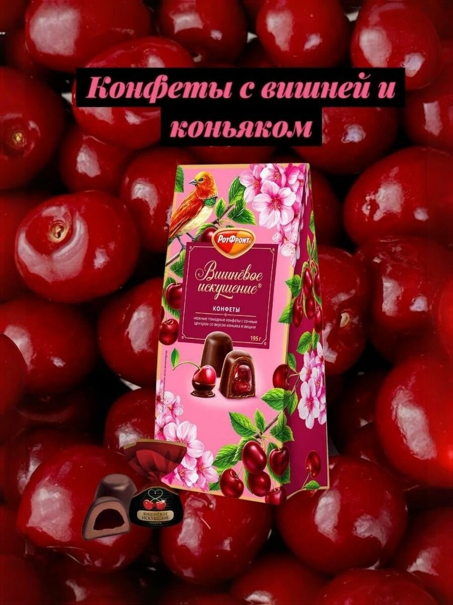 Конфеты шоколадные Вишневое искушение коньяк и вишня Рот- Фронт 195 грамм