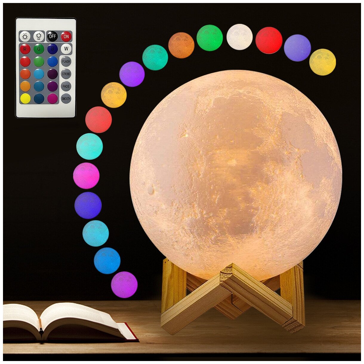 Ночник Луна 3D/светильник луна/ Ночник детский для сна / с пультом и зарядным кабелем