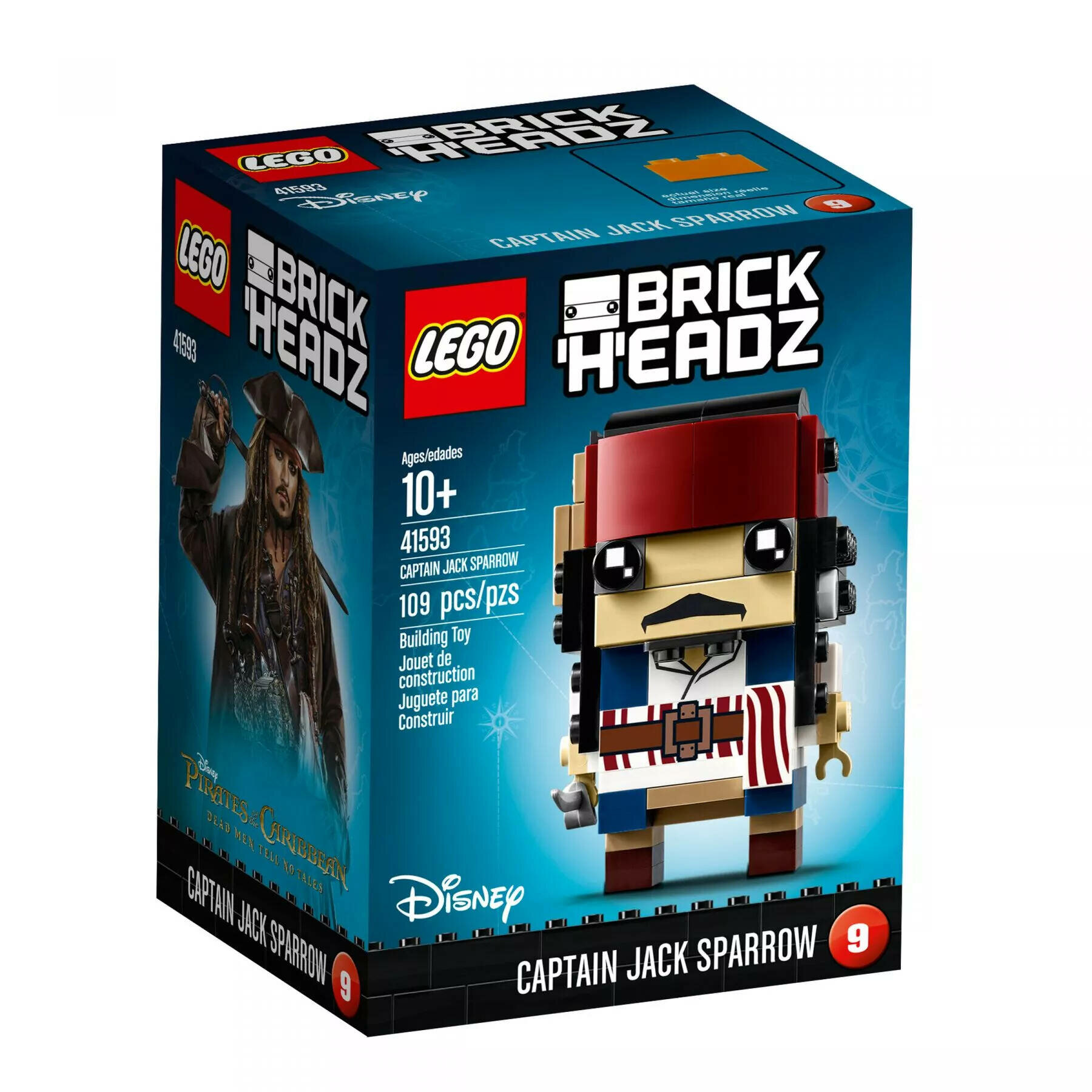 Конструктор LEGO BrickHeadz 41593 Капитан Джек Воробей, 109 деталей, от 10 лет, 2017 год