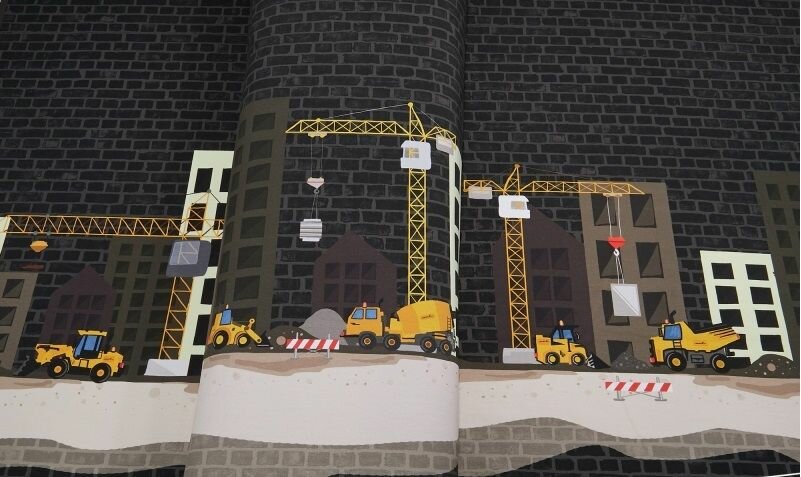 Трикотаж футер 2х нитка петля купон "Стройка", ткань для шитья, высота купона 60 см, ширина 180 см