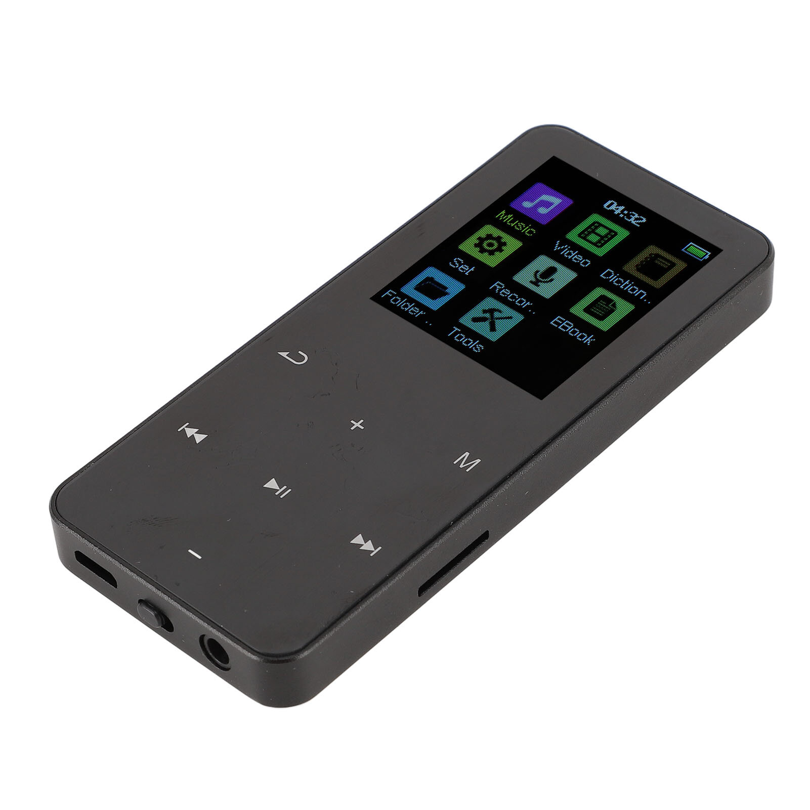 Музыкальный плеер 2-дюймовый HD экран шумоподавление электронная книга BT FM радио запись голоса HiFi Lossless звук портативный MP3-плеер черный