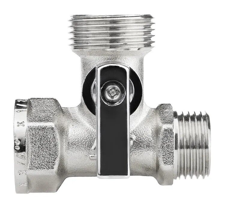 Кран шаровый для воды Masterprof / Мастерпроф трехпроходной для сантехнических приборов, флажок, латунь, цвет серый, резьба 3/4", 1/2" / запорная арматура