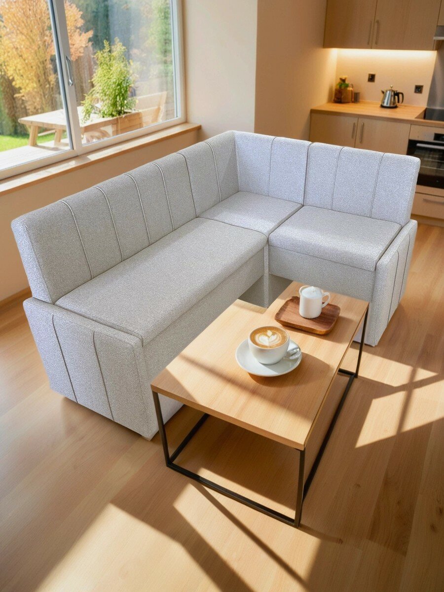 Кухонный уголок "Престиж", ткань, светло-серый, 3 места, 155x120x83 см