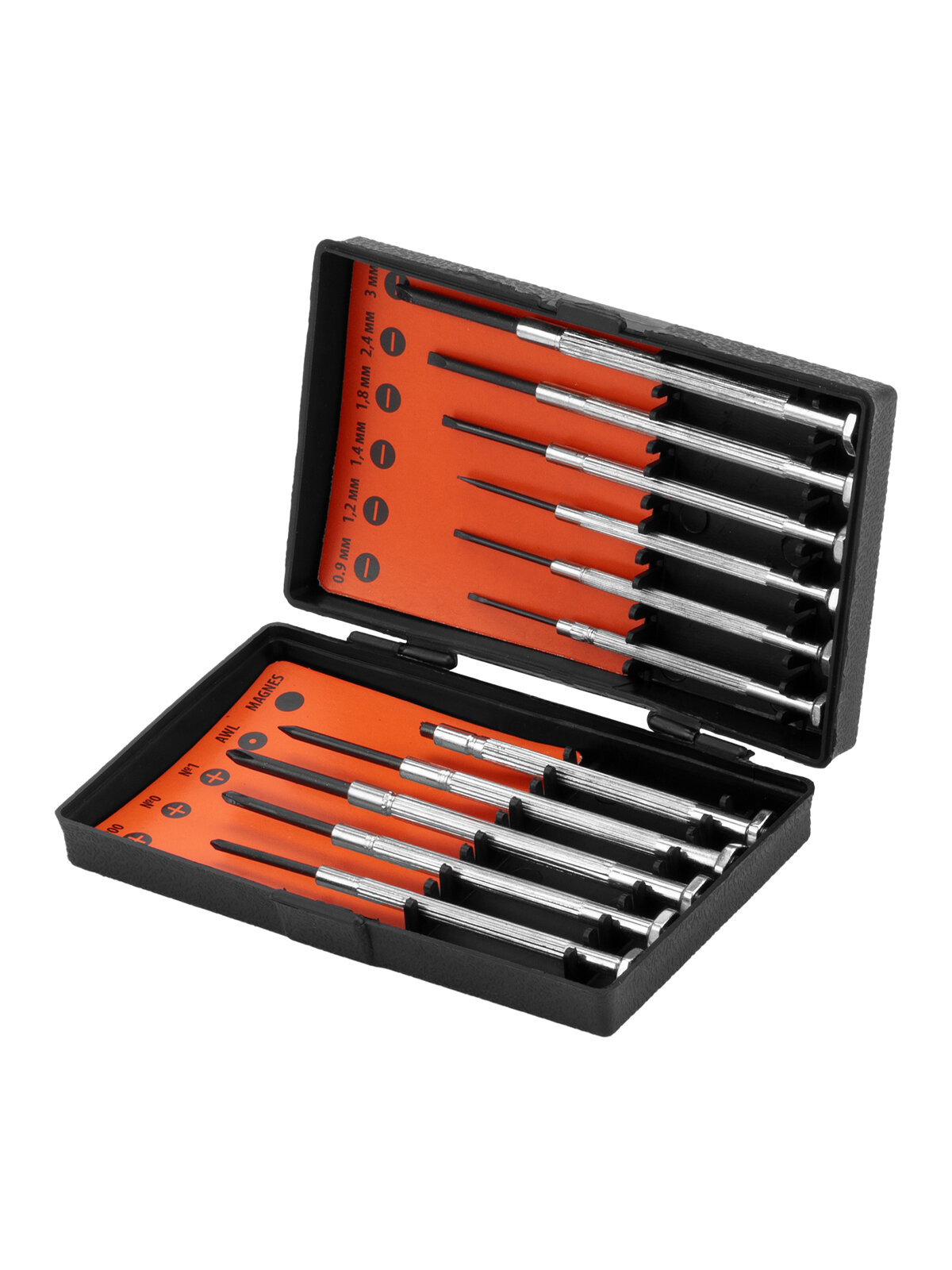 Набор отверток для точных работ Sparta, 11 штук, SL и PH, вращающиеся затыльники, для точной механики, в кейсе, 133605