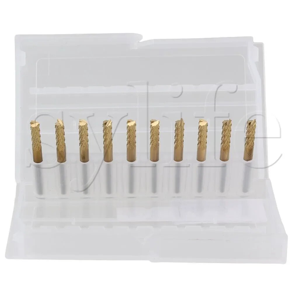 10 шт. фрезы для печатных плат - твердосплавная концевая фреза с покрытием TiN 0,5-3,175 мм 3.175mm