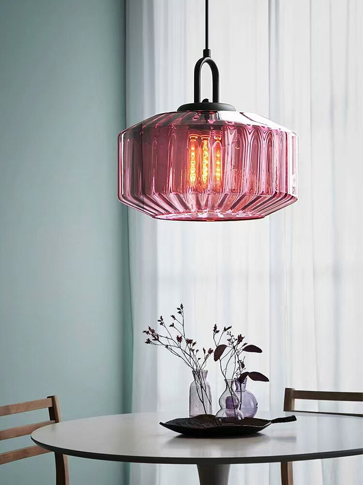 YMMY стеклянный подвесной светильник, E27, Фиолетовый