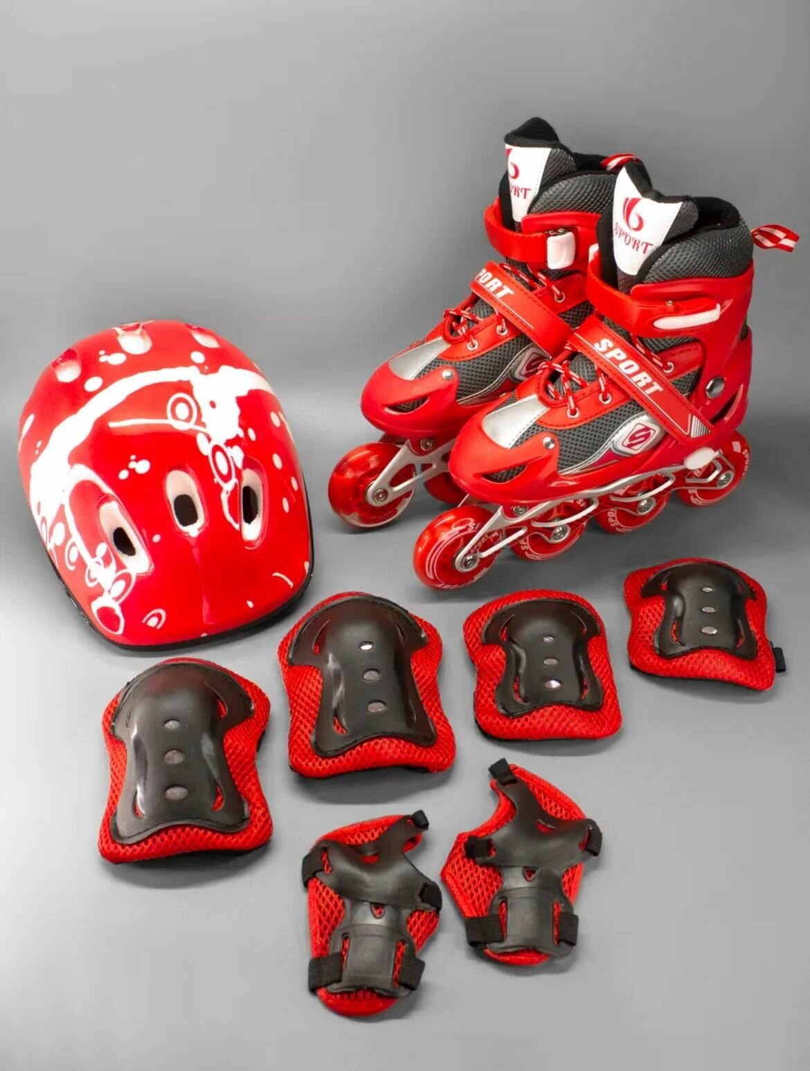 Набор раздвижных роликов-трансформ, синие. 5в1(Сумка+Ролики+Шлем+Защита+Втулки) L (34-37)