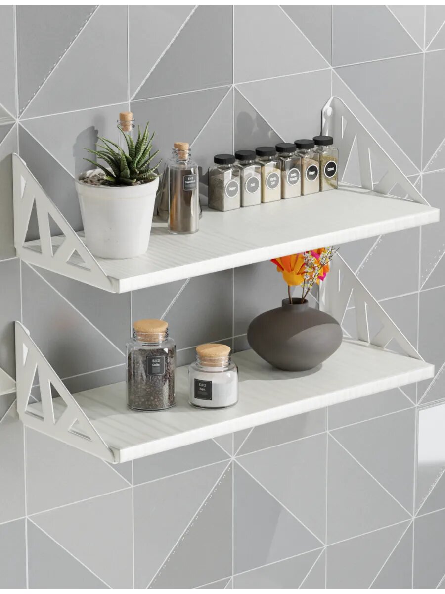 Настенные полки STEEL HOUSE "Анкор", навесные, металл и ЛДСП, 2 шт.