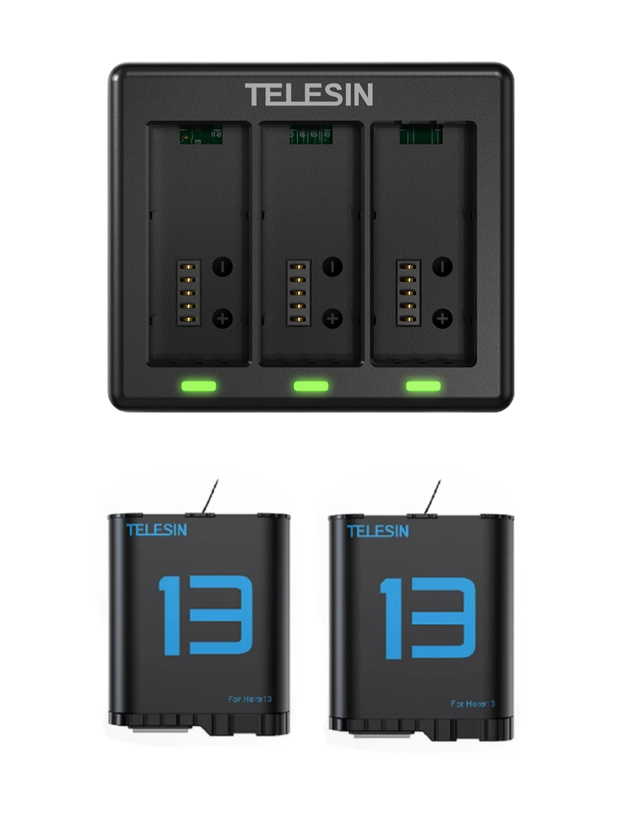 Комплект тройное ЗУ + 2 АКБ Telesin для GoPro 13 , S0-BTR-06-BCG-12\2