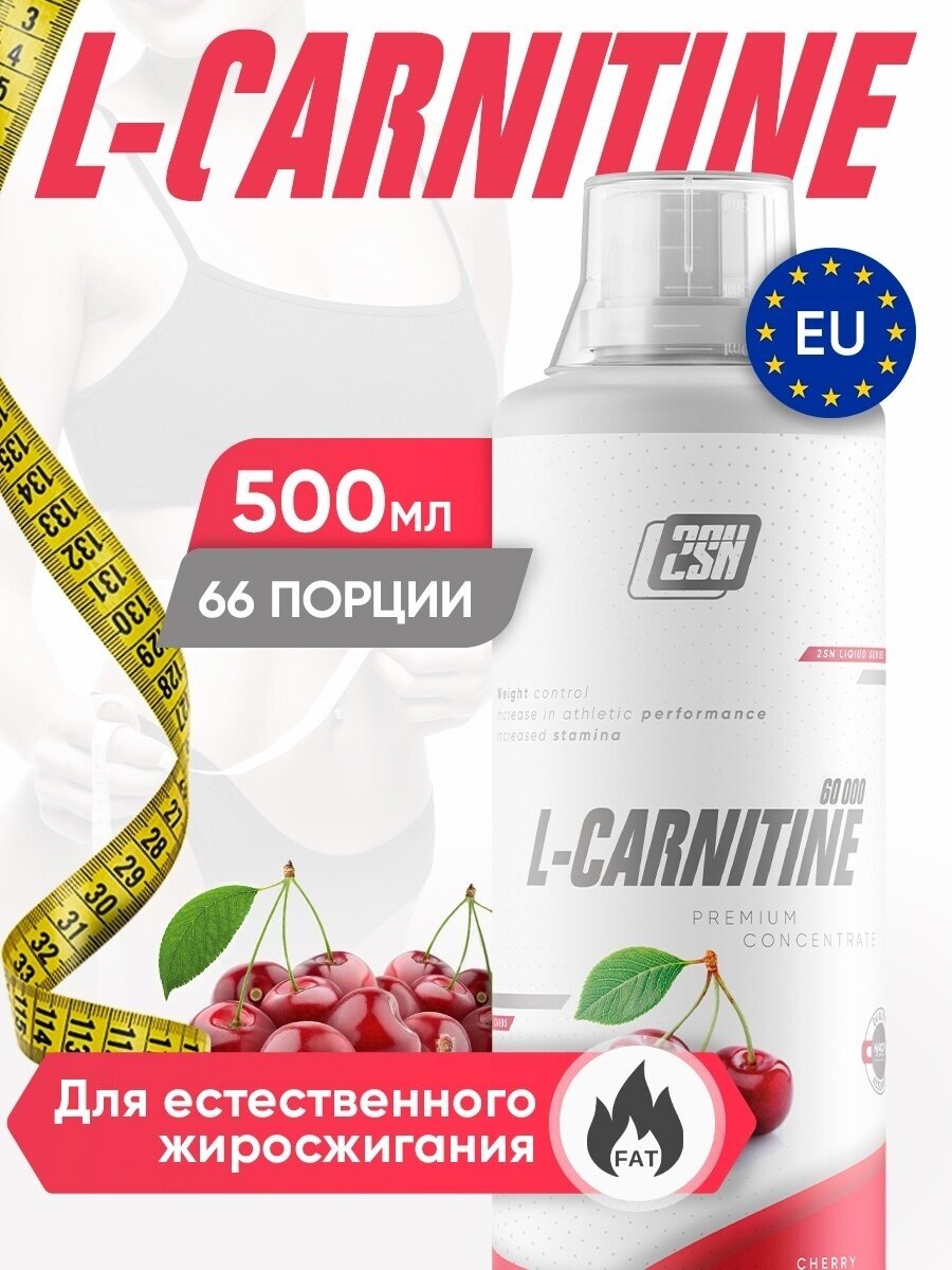 2SN Жидкий Л-карнитин для похудения и сушки, натуральный жиросжигатель (L carnitine), 500ml (Вишня)