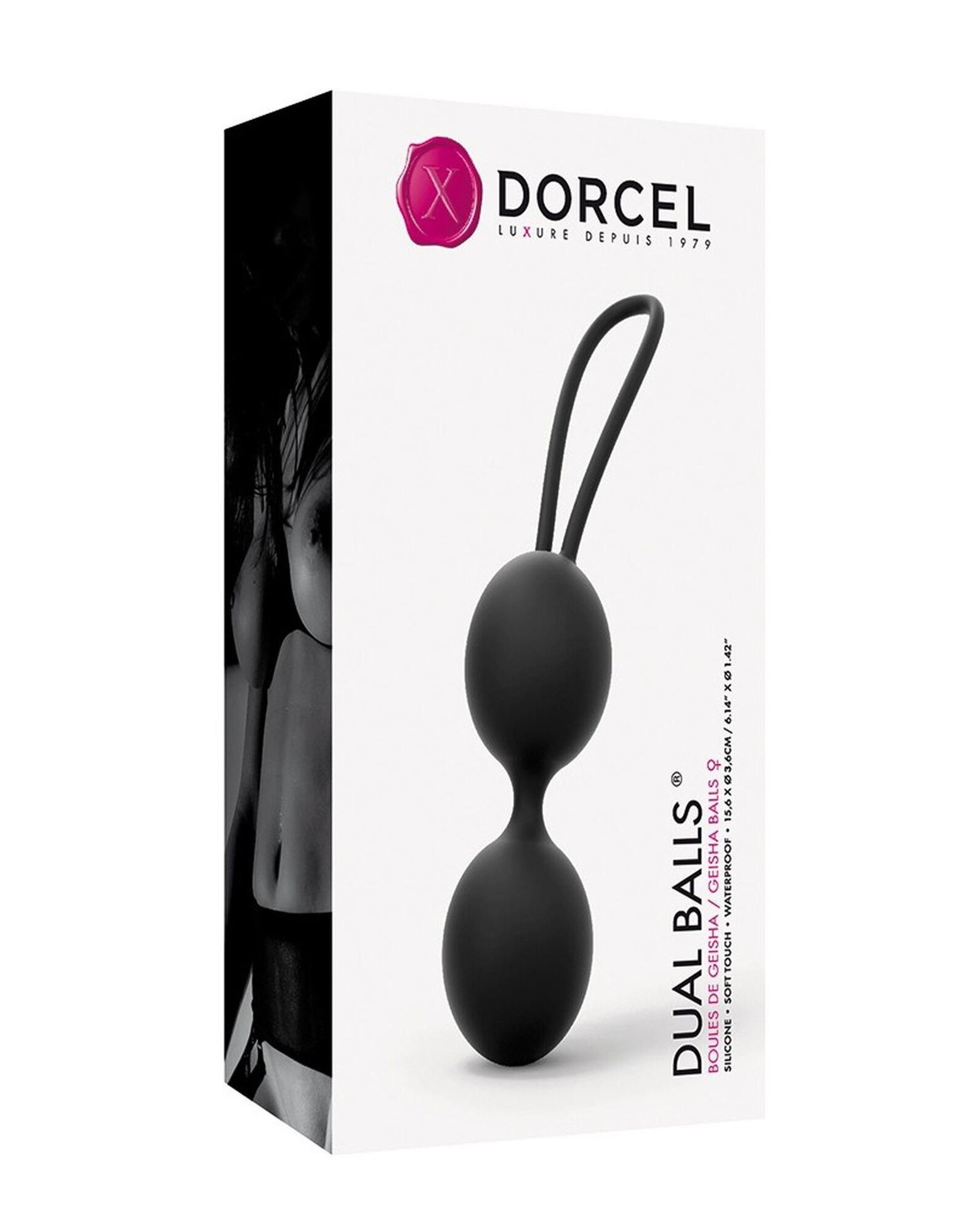 Вагинальные шарики Dorcel "Dual Geisha Balls", медицинский силикон, водонепроницаемые, черные