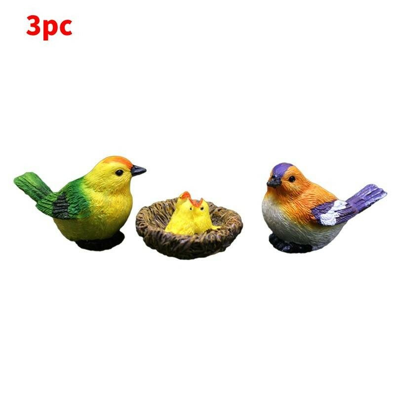 Rustic resin bird figurine set with bird nests for wedding and party decorations small bird family