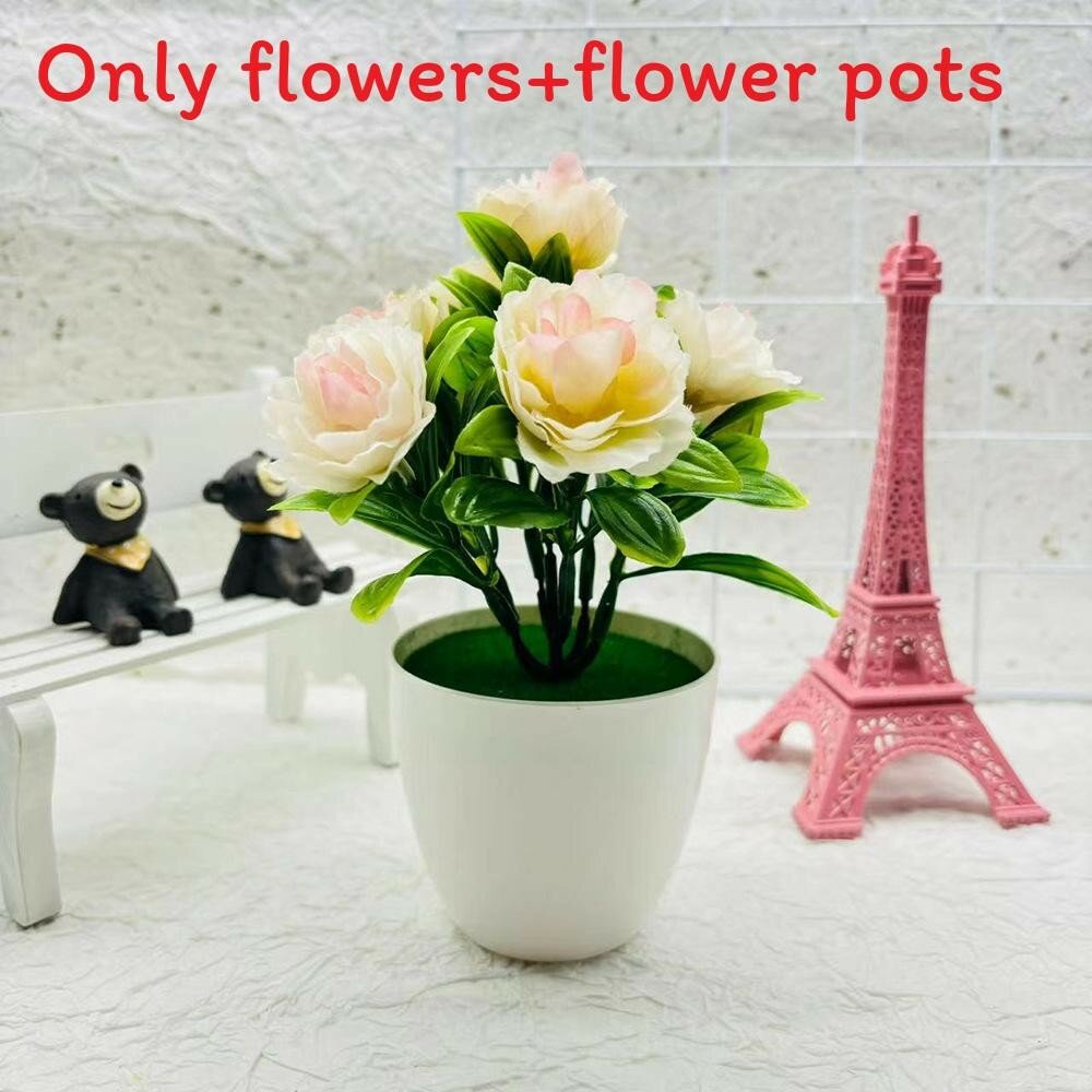 Горшок для розы с цветами и шелковым материалом для интерьера дома розовый