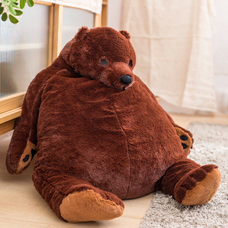 Charming and lovable yuen ge si cartoon teddy bear plush toy big brown bear for kids