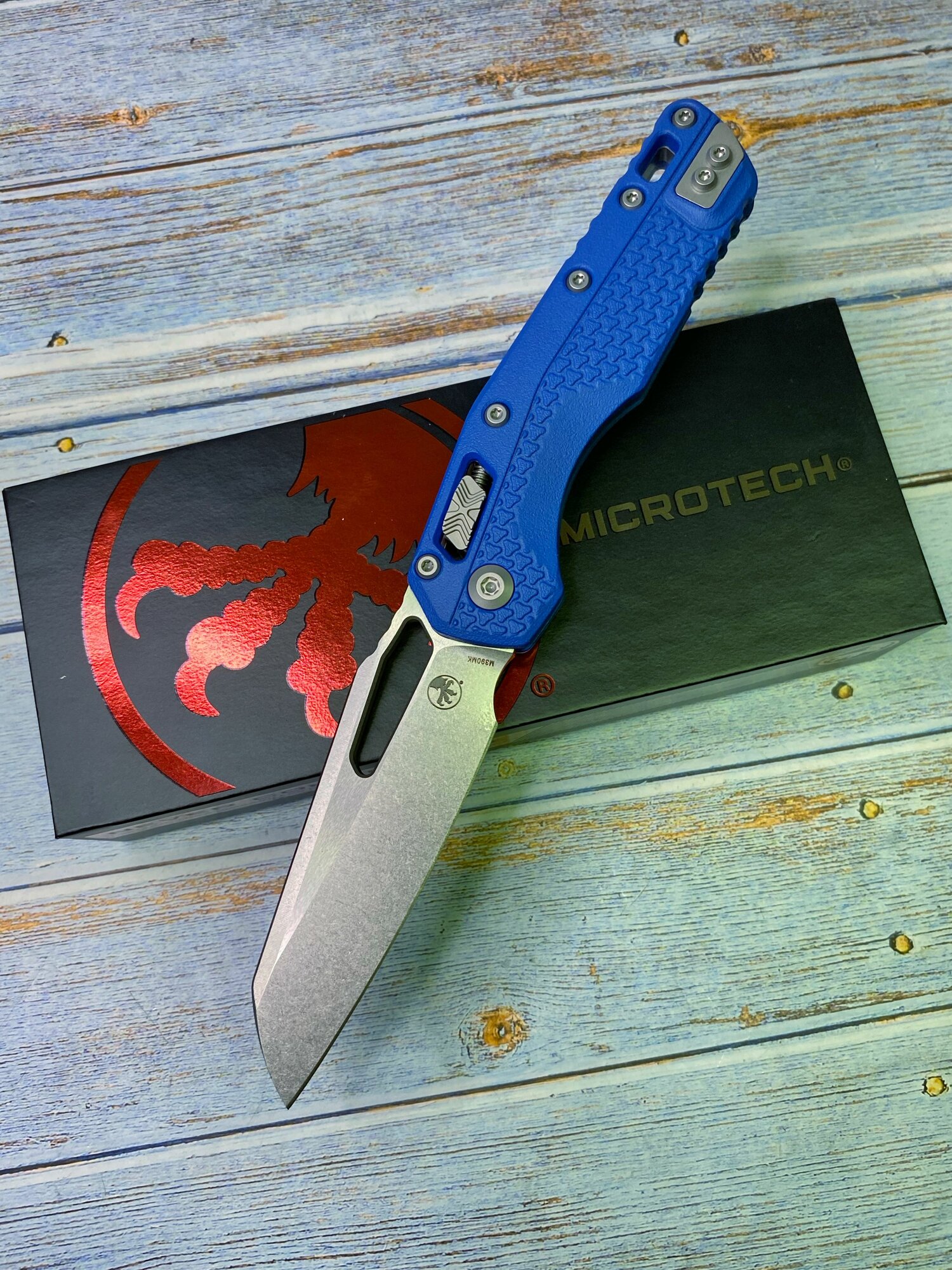 Складной нож Microtech MSI S/E Tri-Grip Cerakote Blue Polymer Stonewash Standardc 210T-10 PMCBL