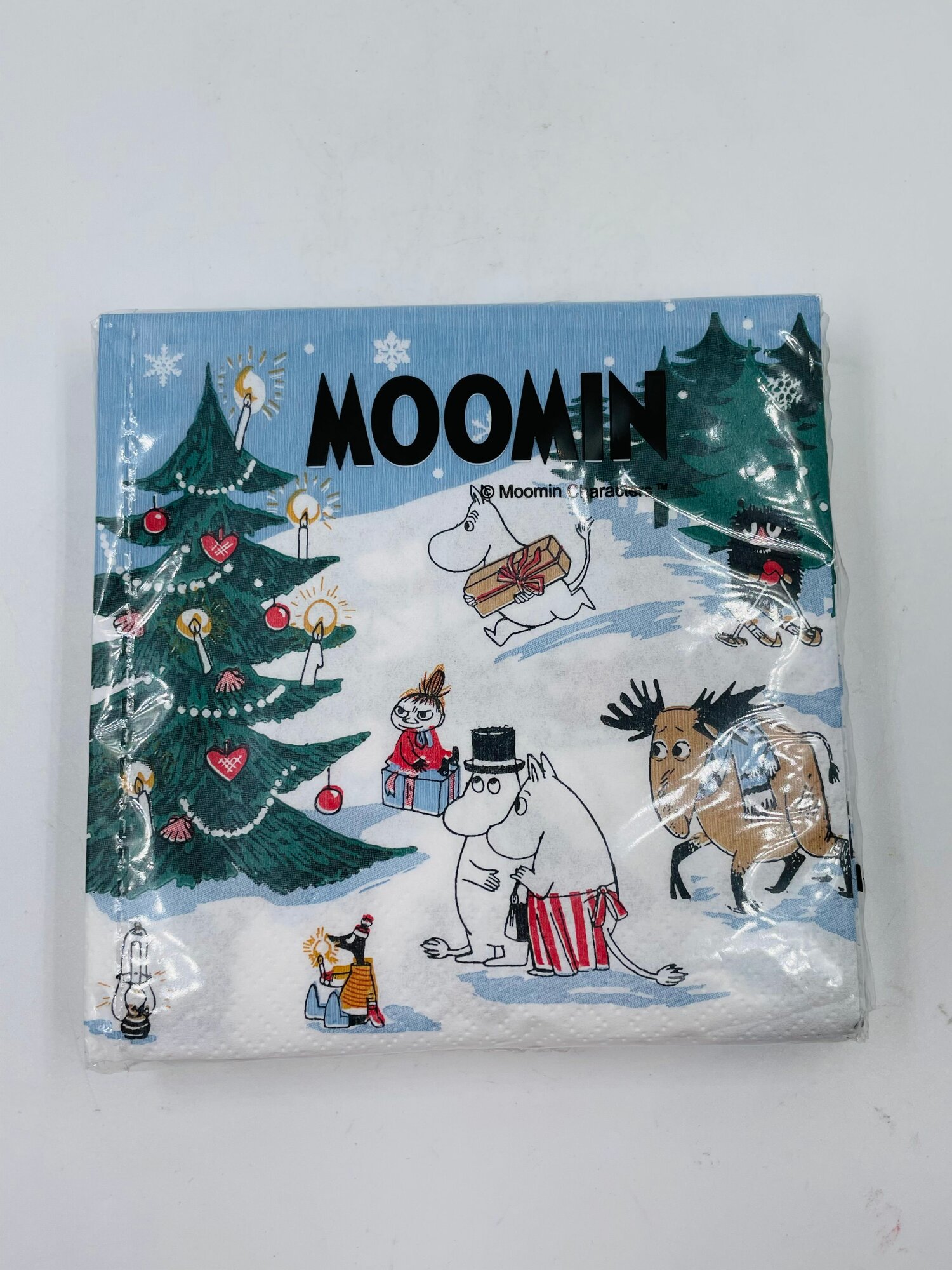 Салфетки бумажные Moomin, Рождественская страна чудесх, разноцветные 24х24 см, 20 салфеток (из Финляндии)