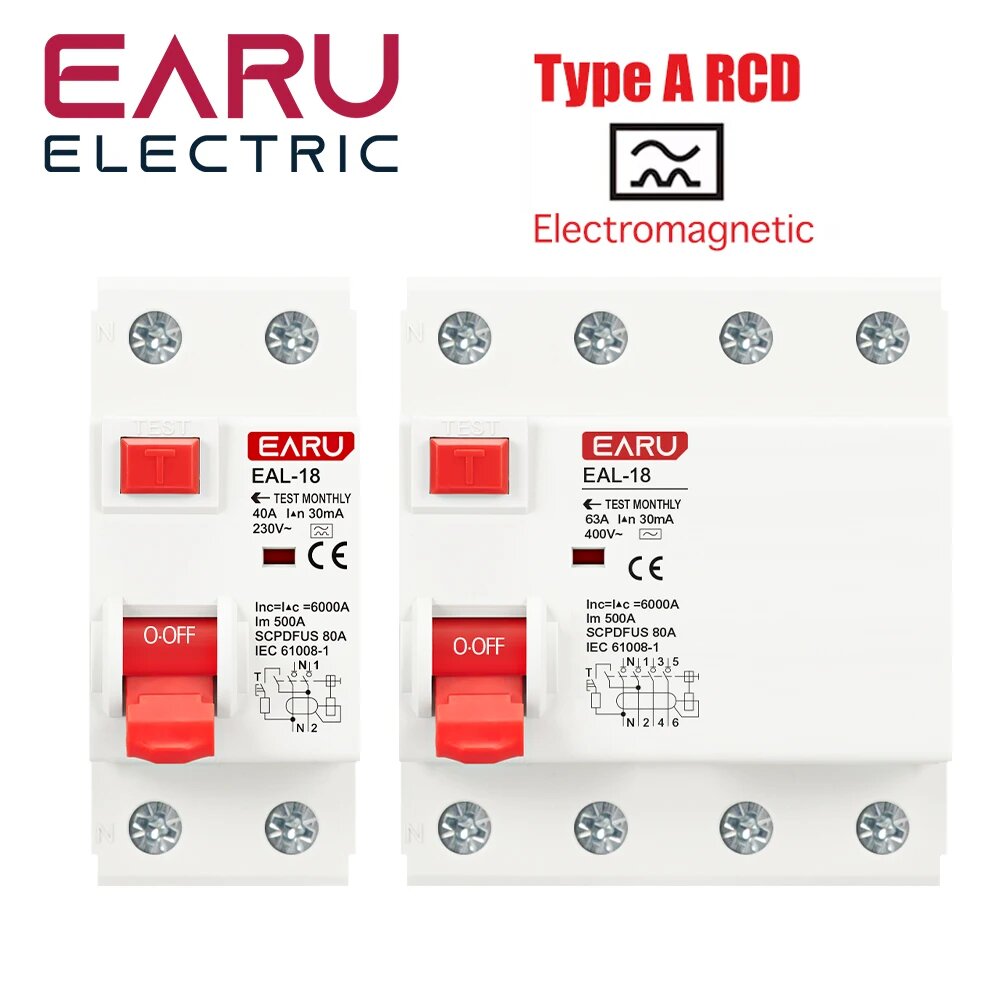 Автомат защиты от утечки тока EARU Type A 30mA 50A 4P