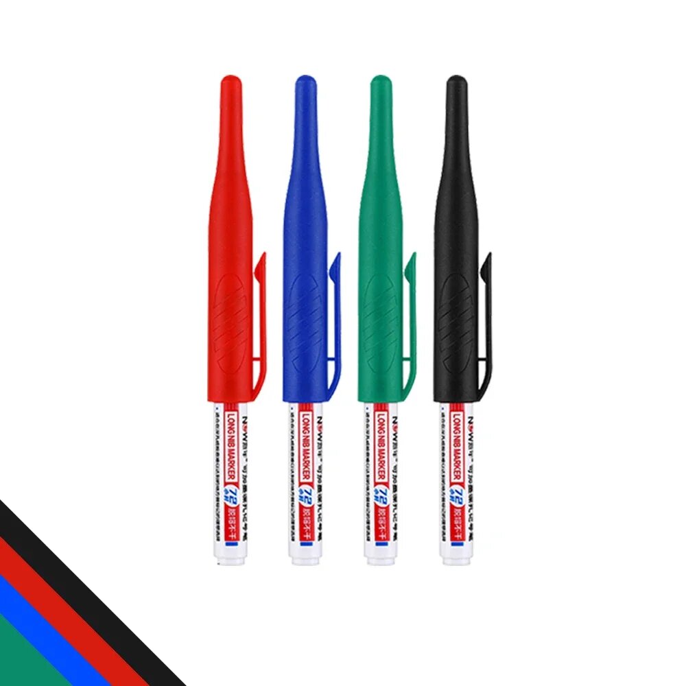 4 цвета, 32 мм, маркеры с длинной головкой, многофункциональные маркеры с глубокими отверстиями для деревообработки, украшения плитки, красные/черные/синие/зеленые чернила