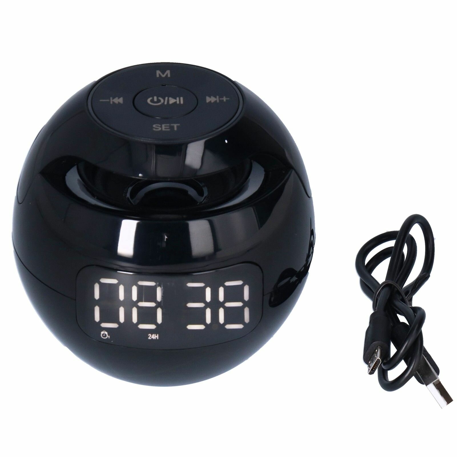 G90Q Bluetooth динамик-будильник в форме шара черный