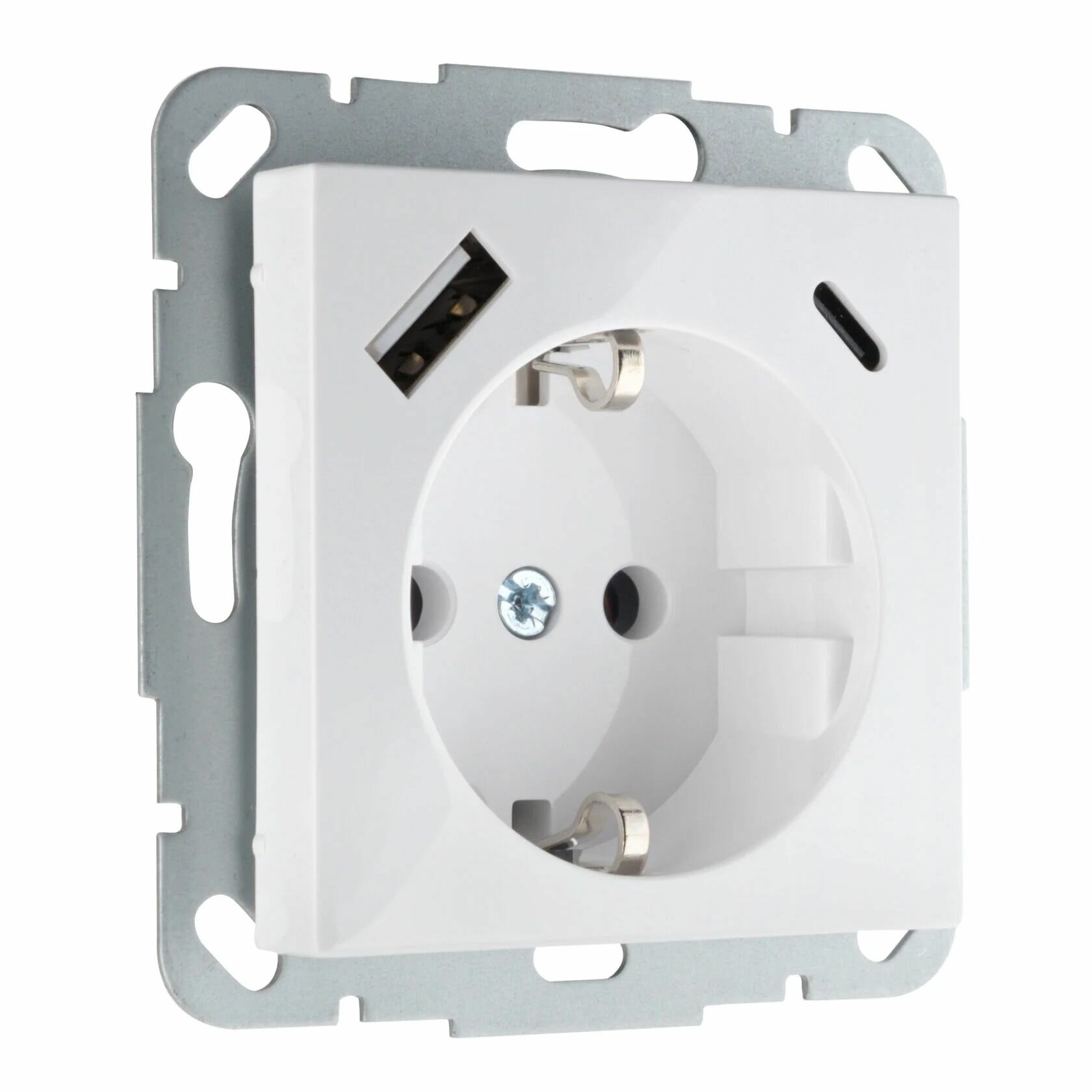 LIREGUS Розетка с з/к 16А 250В, с устройством зарядным USB (A+C) 3400 мА