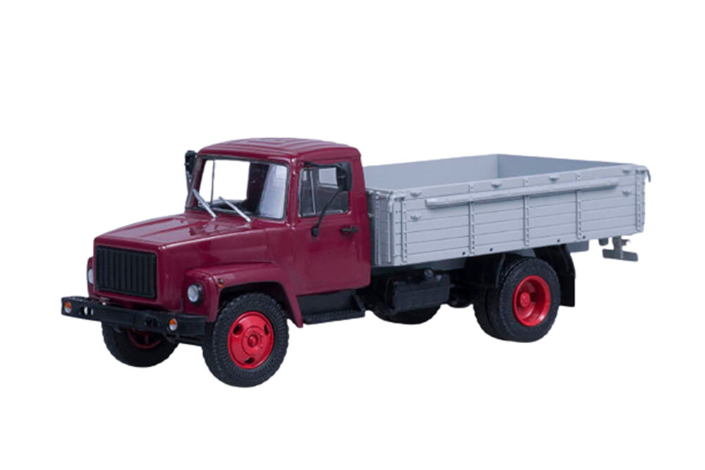 Модель коллекционная автоистория Горький 3307 (двигатель ЗМЗ-513) выставочный дерев. борт (темно-красный)