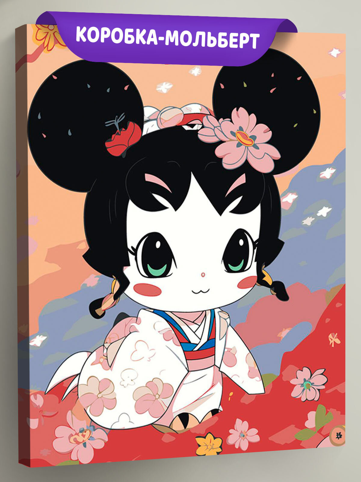 Картина по номерам на холсте с подрамником "Аниме Hello Kitty Хеллоу Китти: Куроми", Раскраска 40x50 см, Кошки Детские