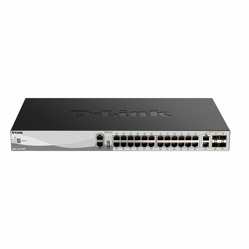 D - Link Сетевое оборудование DGS - 3130 - 30TS B1A PROJ Управляемый L3 стекируемый коммутатор с 24 портами 10 100 1000Base - T, 2 портами 10GBase - T и 4 портами 10GBase - X SFP+