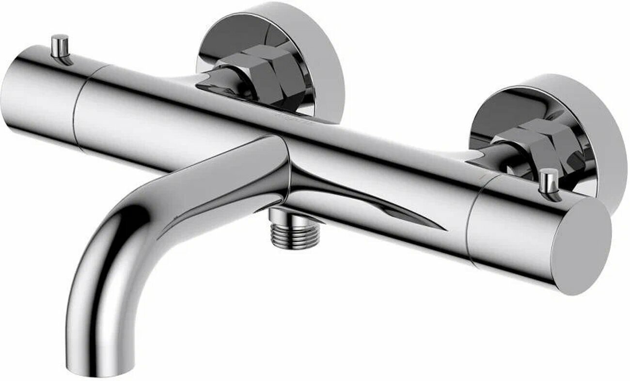 Смеситель с термостатом для ванныAquatek Европа AQ1343CR, двухрычажный, вентильный, с коротким изливом, латунь, хром