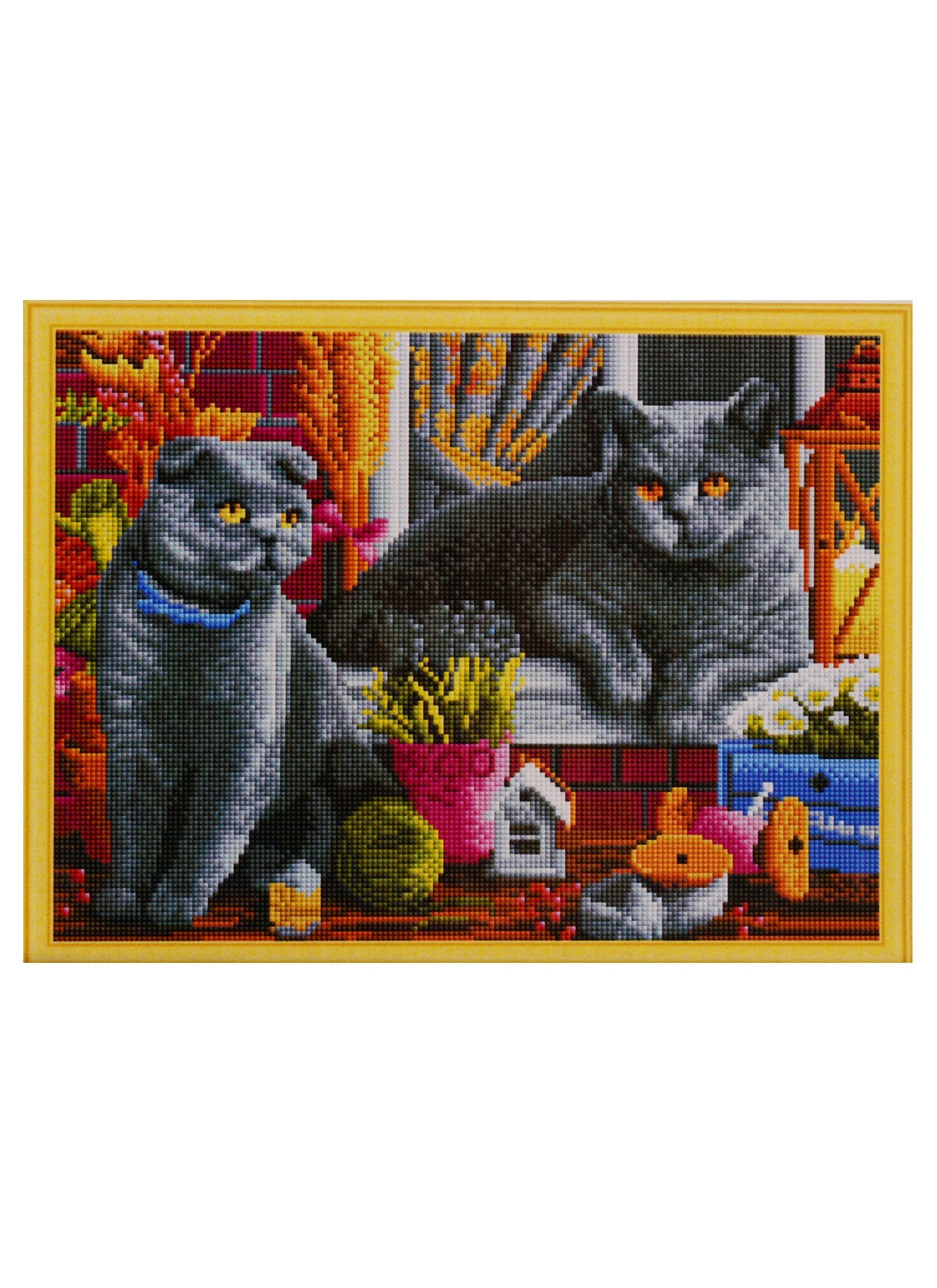 Алмазная мозаика ТМ Рыжий Кот (классич.) 40*50см Британские коты у окна, на подрамнике AC4030