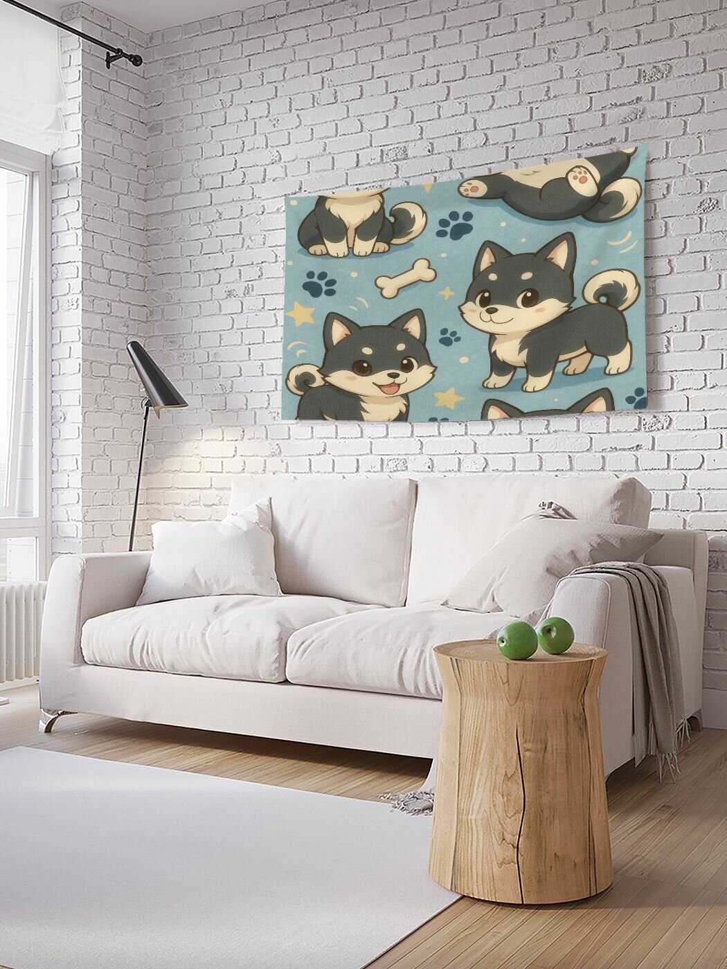 Фотопанно на стену тканевый горизонтальный "Щенячий восторг", 100х150 см, JoyArty