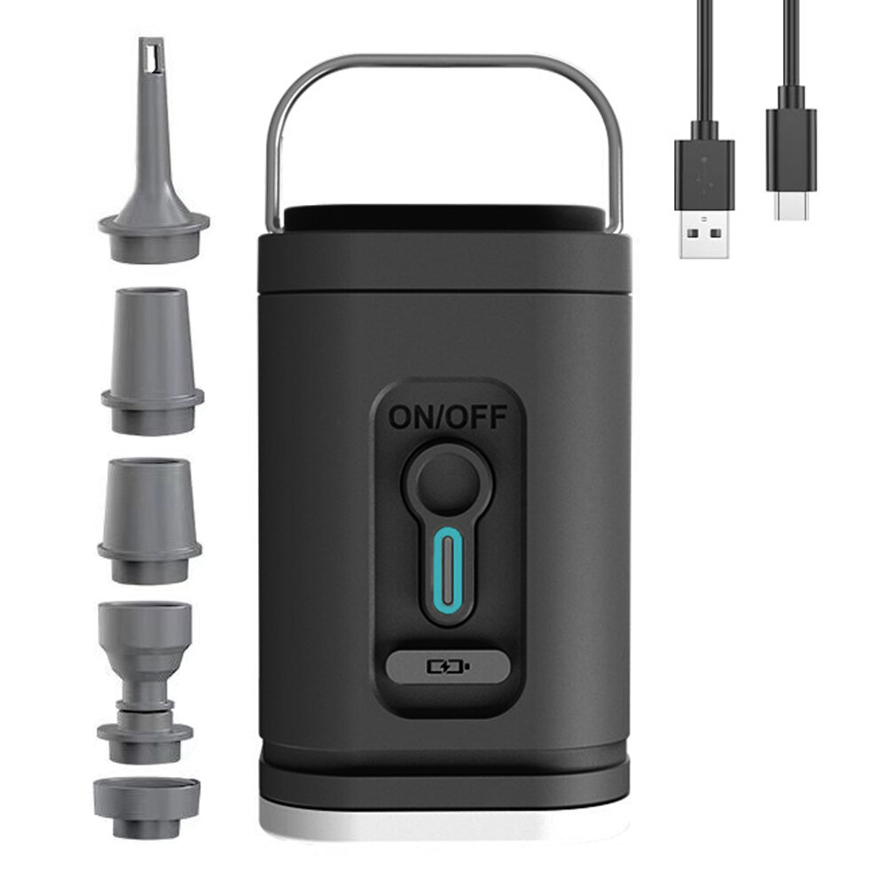 Непрофильный воздушный насос Портативный электрический воздушный компрессор Инфляционный и дефляционный насос с 5 соплавщиками светодиодный свет для инфляционного бассейна Airmattress Плавание кольца с воздушным кругом