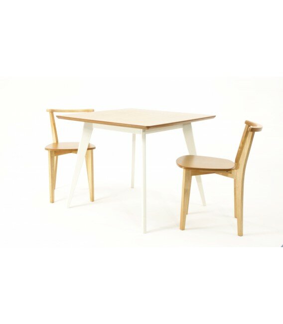 Стол Сканди М 100 слоновая кость/натур со стульями Франк натур