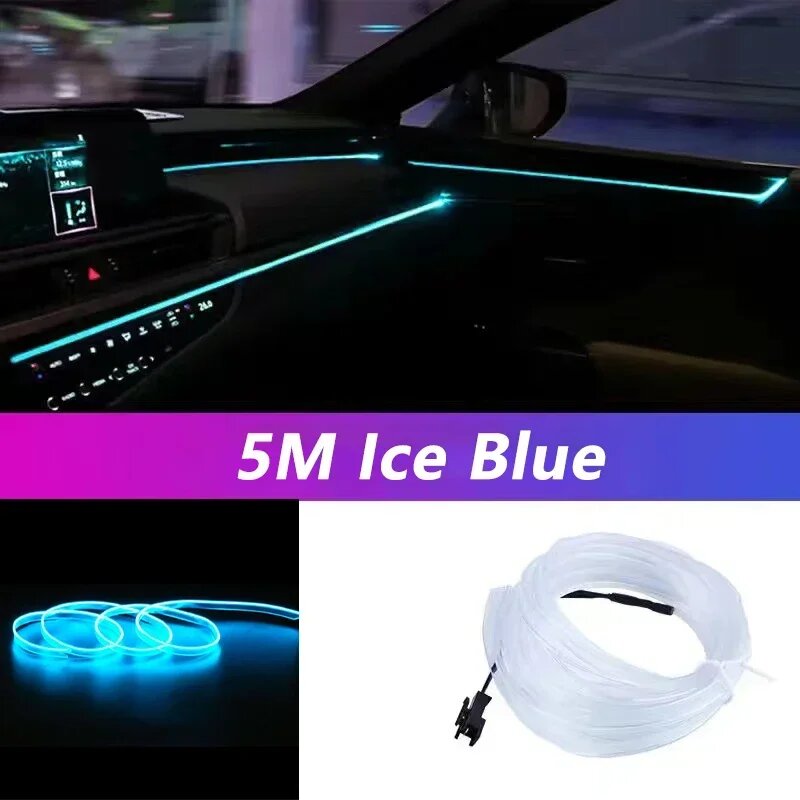5-метровая Светодиодная Лента Для Интерьера Автомобиля, Гибкая USB-подсветка EL-тип, Неоновая Атмосферная Лампа Для Декора, DIY