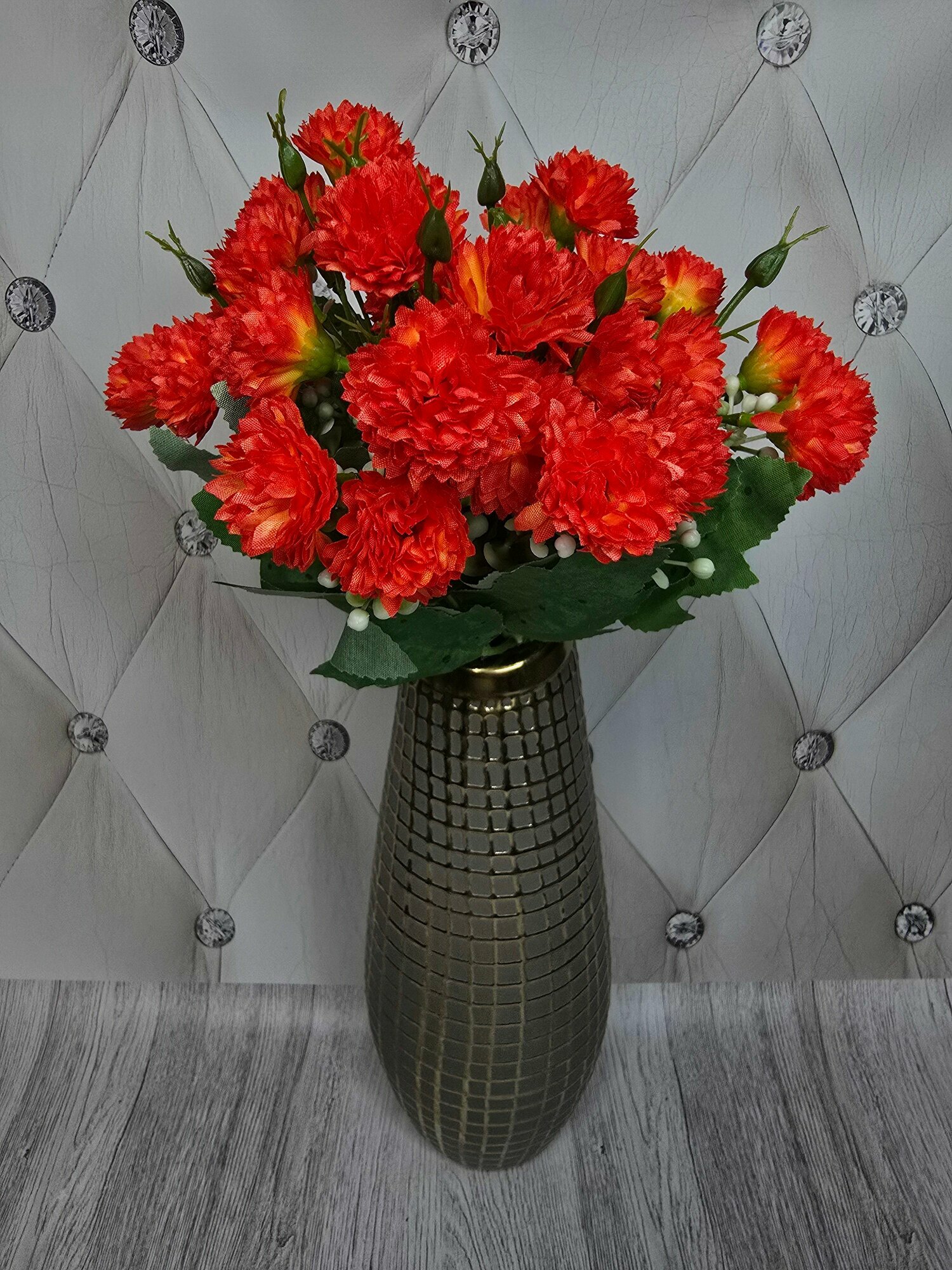 Искусственные цветы Holodilova Гвоздики, текстиль, высота 34 см