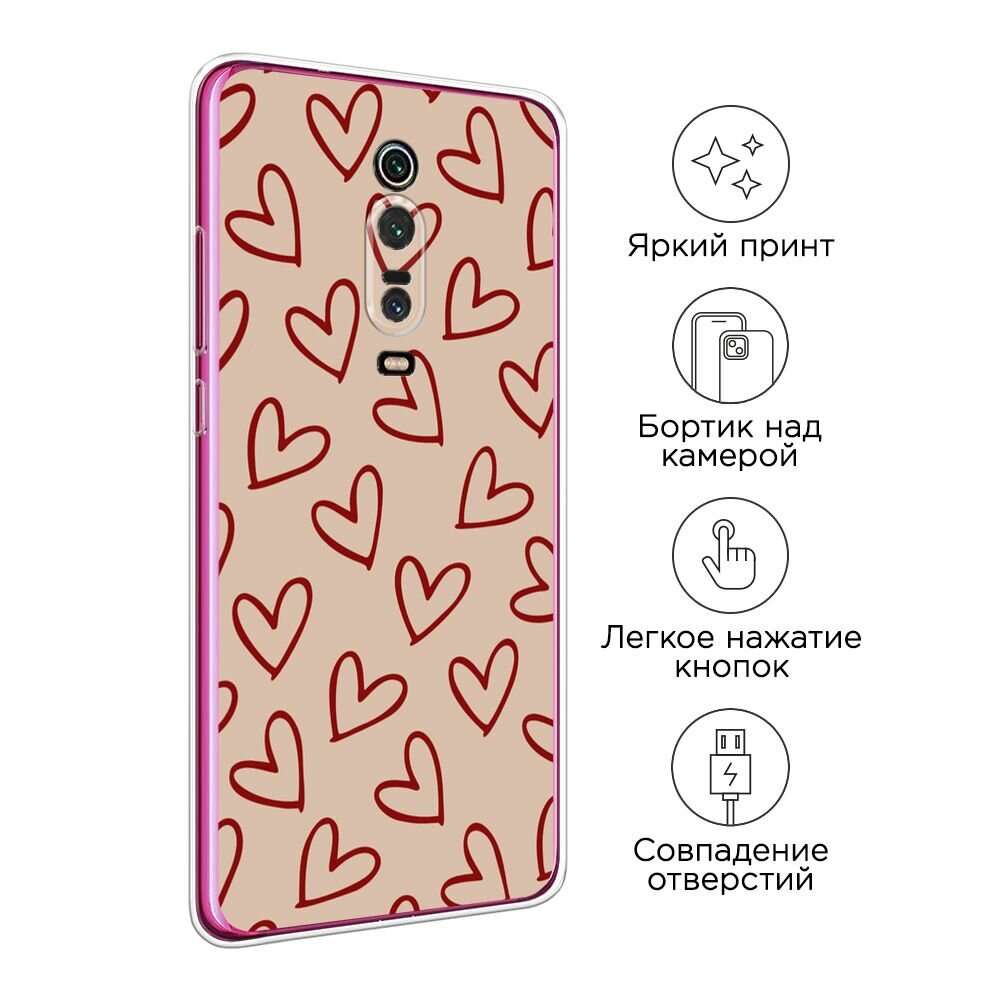 Чехол на Xiaomi Redmi K20/K20 Pro/Mi 9T/9T Pro / Сяоми Редми К20/K20 Pro/Mi 9T/9T Pro с принтом Little hearts doodles 1 — фото 1