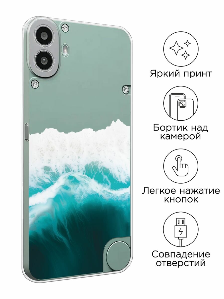 Чехол на CMF Phone 1 / CMF Фон 1 с принтом "Большая волна", прозрачный — фото 1