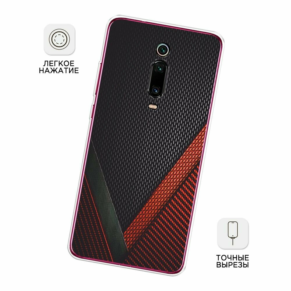 Чехол на Xiaomi Redmi K20/K20 Pro/Mi 9T/9T Pro / Сяоми Редми К20/K20 Pro/Mi 9T/9T Pro с принтом "Красный карбон" — фото 1