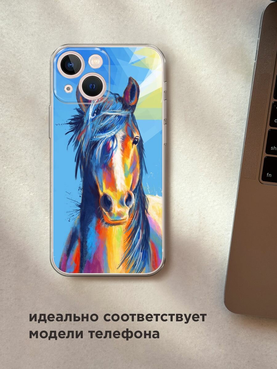 Чехол на Apple iPhone 13 mini / Айфон 13 мини с принтом "Лошадь арт 3" — фото 1