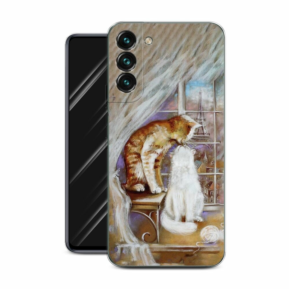 Чехол на Samsung Galaxy S22 + / Самсунг Галакси S22 Плюс с принтом "Влюбленные котики 1" — фото 1
