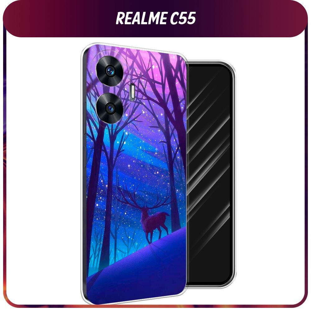 Силиконовый чехол на Realme C55 / Реалми C55 с принтом "Северный олень"