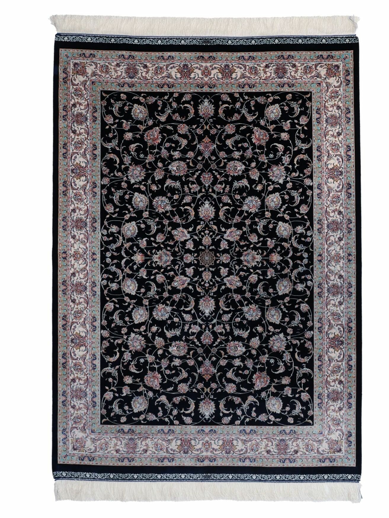 Ковер Иранский Behdis 100x150см, Для дома, Шелковый, Темно-синий – Afshoon
