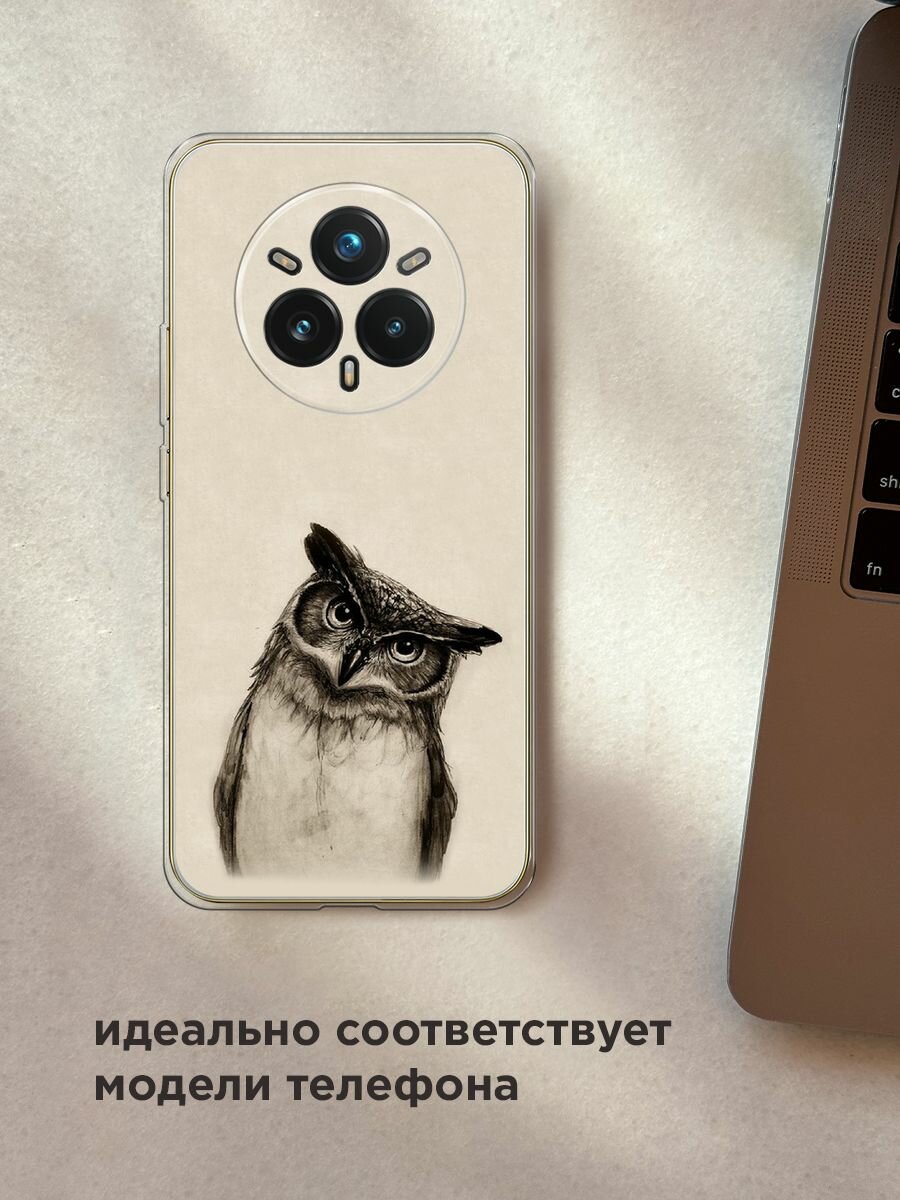 Силиконовый чехол на Realme 14 Pro+ / Реалми 14 Про+ с принтом "Сова" — фото 1