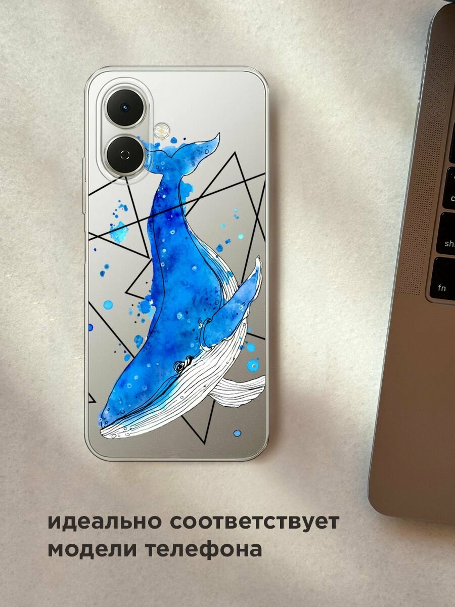 Чехол на Tecno Spark Go 2 / Текно Спарк Го 2 с принтом "Кит графика", прозрачный — фото 1