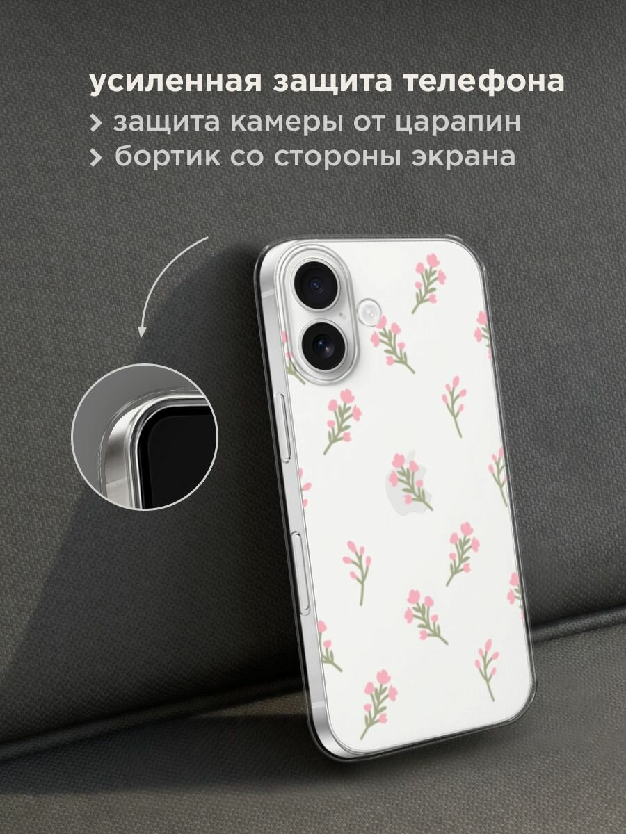 Чехол на Apple iPhone 17 / Айфон 17 с принтом "Цветущие веточки", прозрачный — фото 1