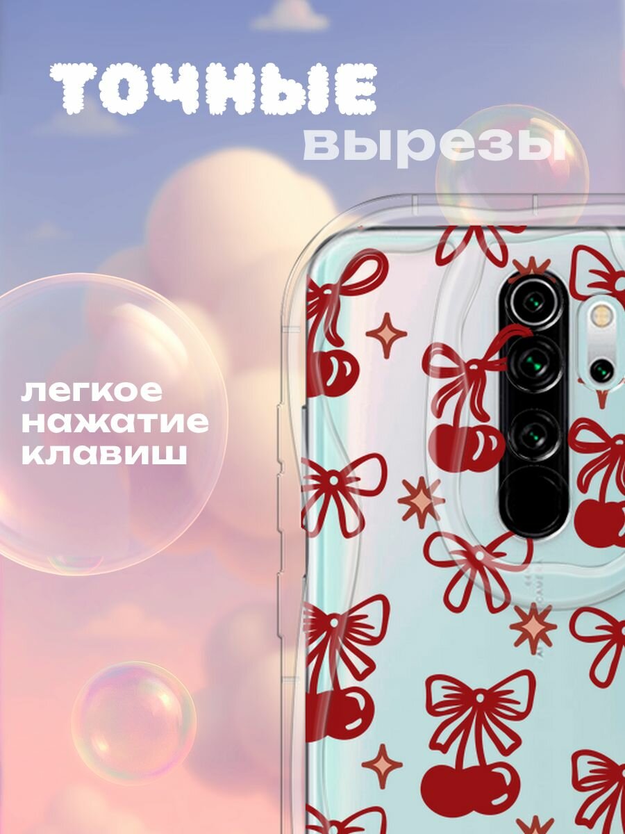 Чехол на Xiaomi Redmi Note 8 Pro / Редми Нот 8 Про с принтом "Вишня с бантиком" — фото 1